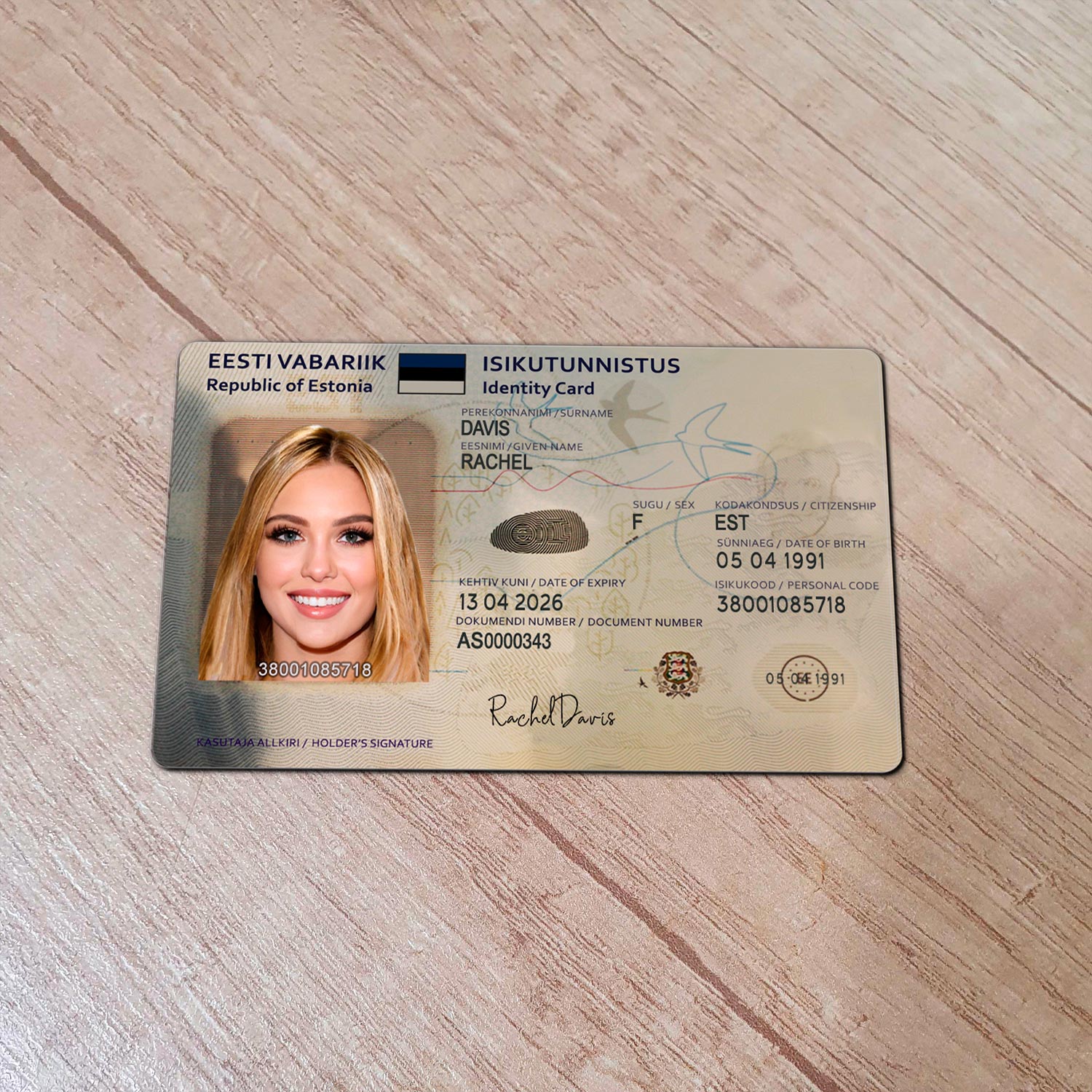 Estonia id card generator template nr2