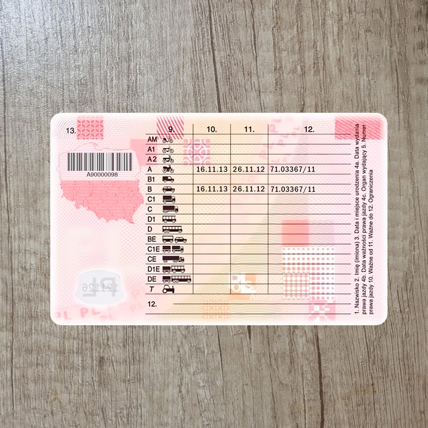 POLAND driver license template generator template