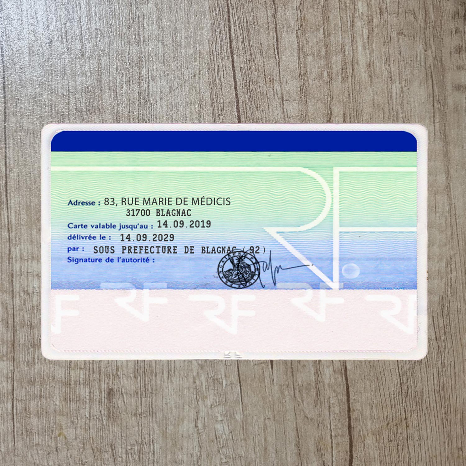France id card generator template (French)