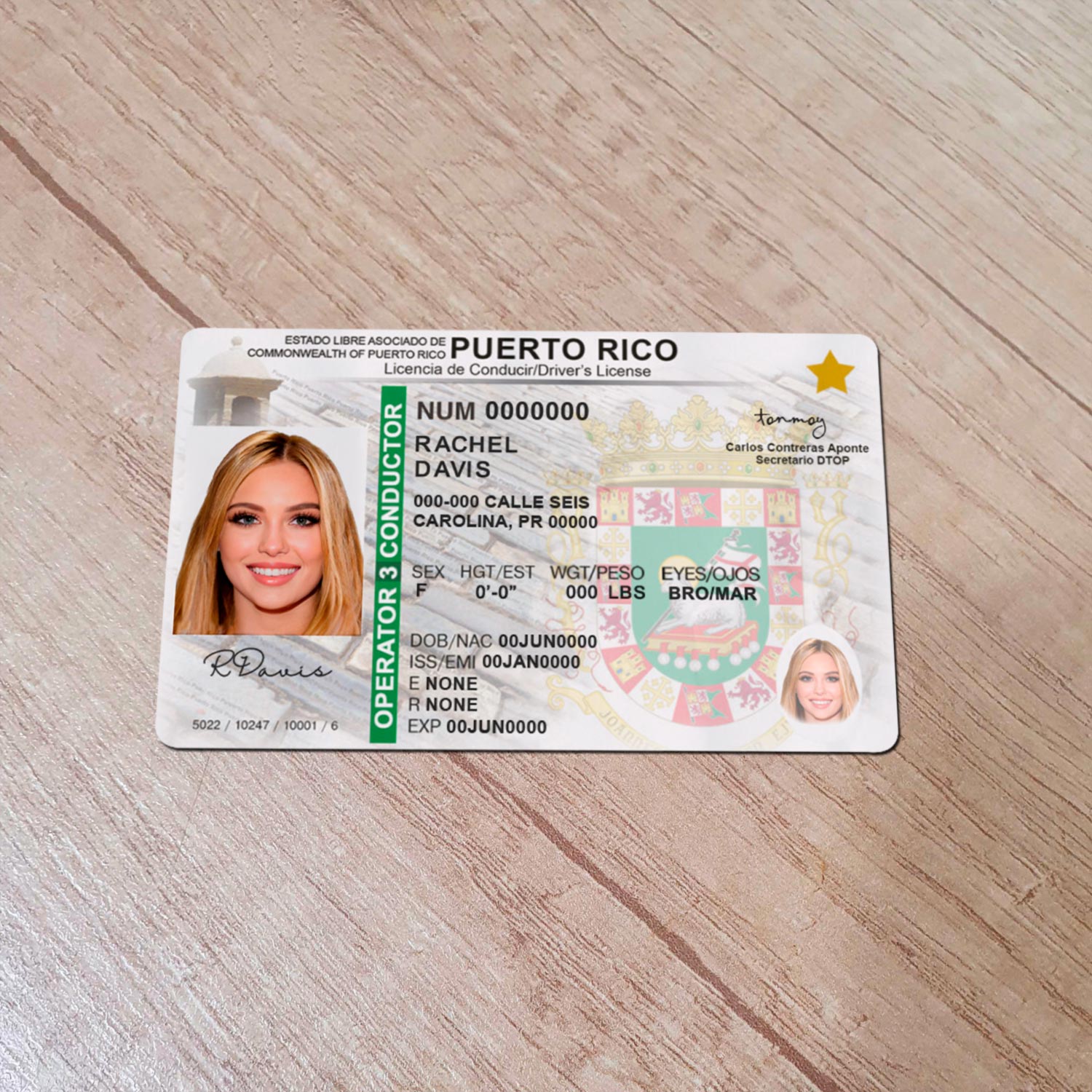 Puerto Rico drivers licence template