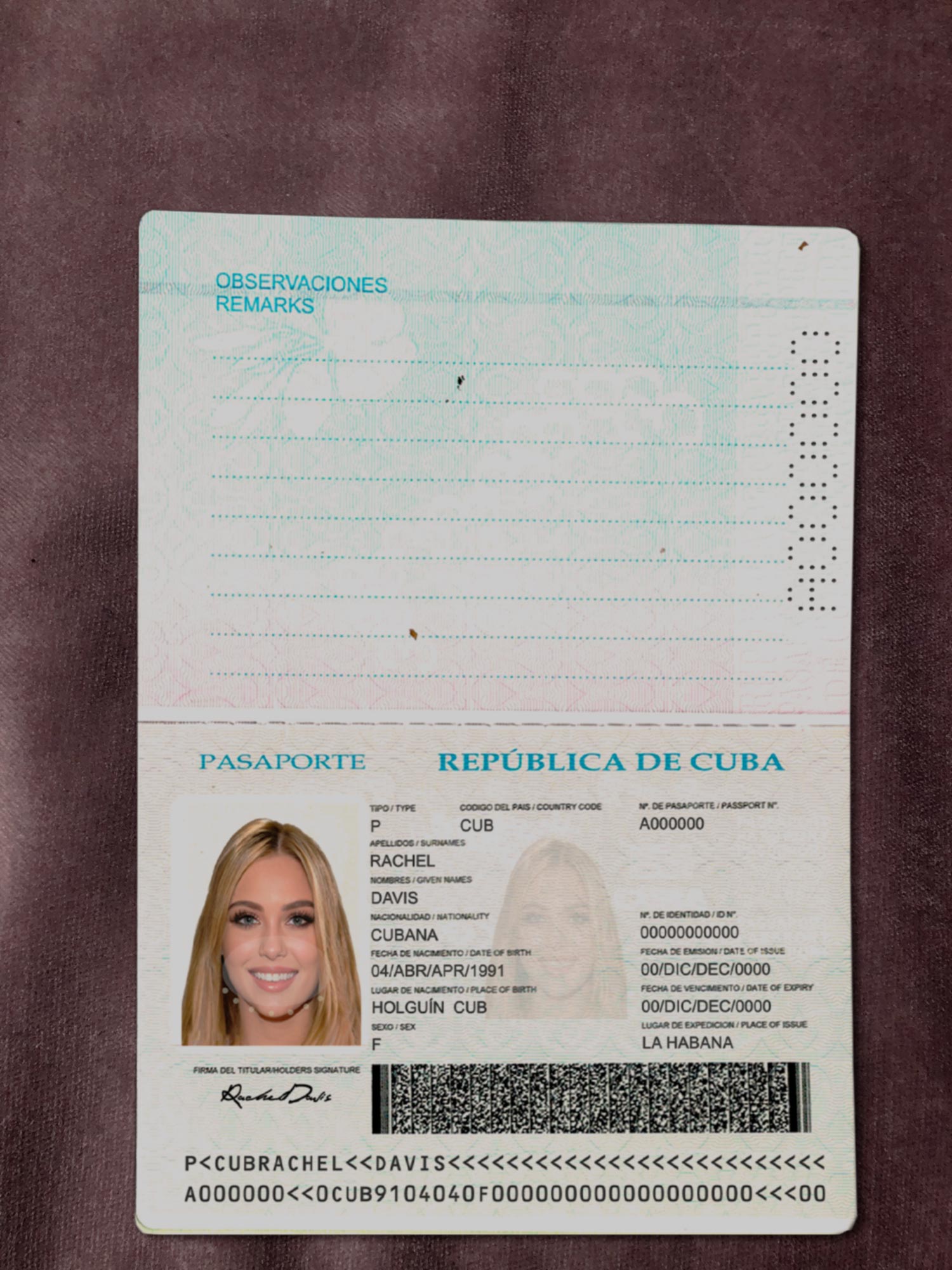 Cuba Passport Template