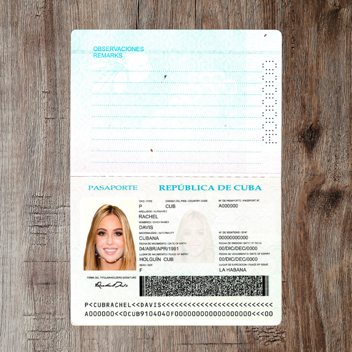 Cuba Passport Template