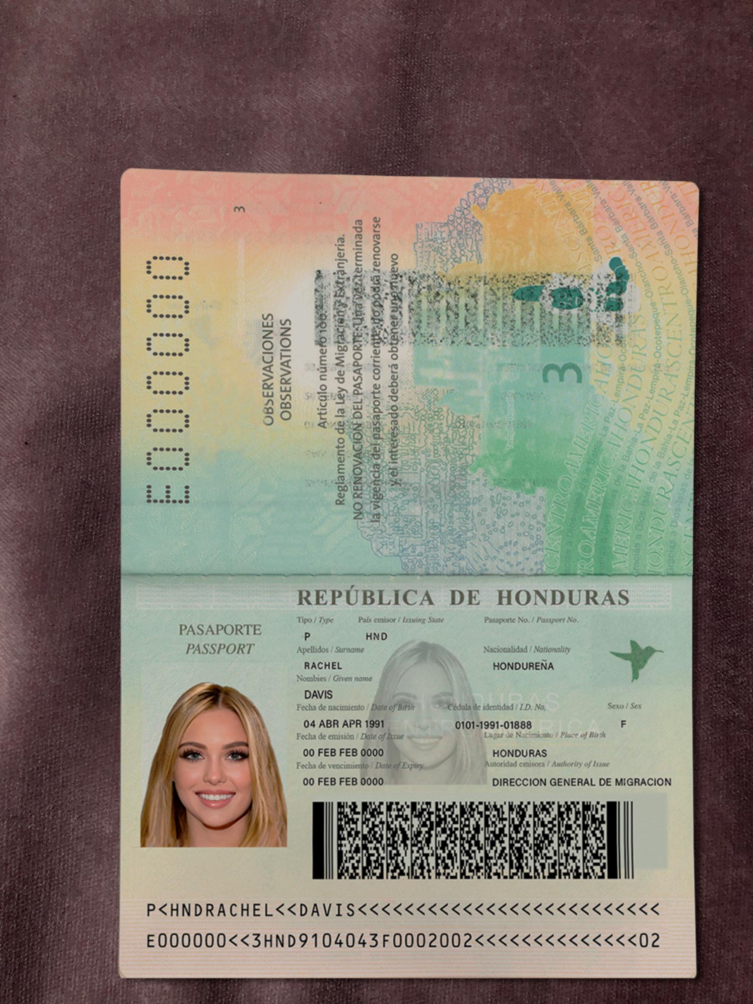 Honduras Passport Template